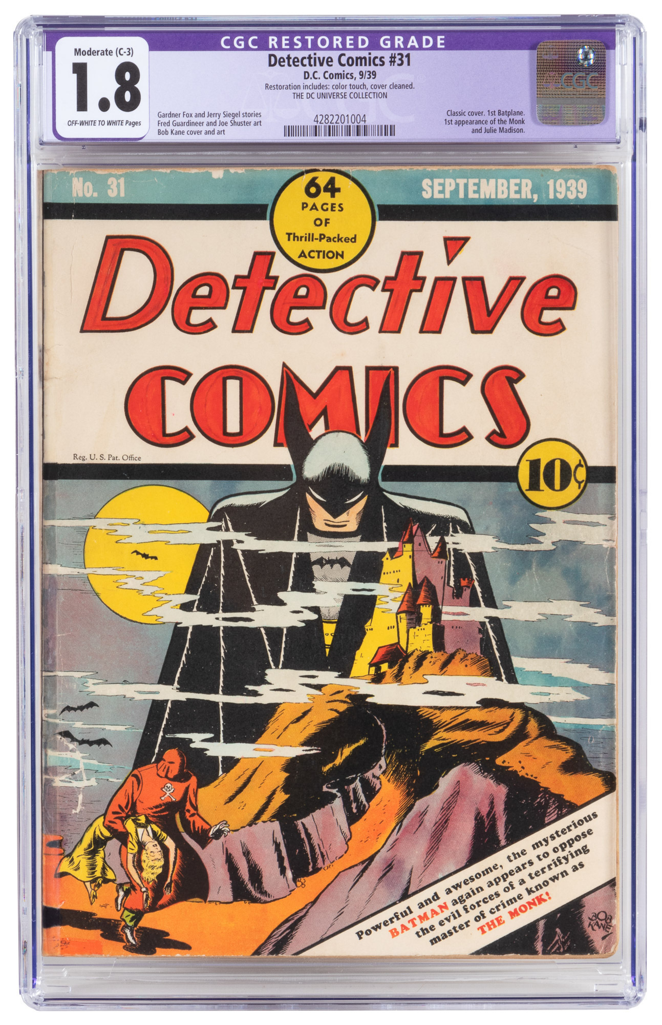 DETECTIVE COMICS No. 31 * 1st Batplane Appearance