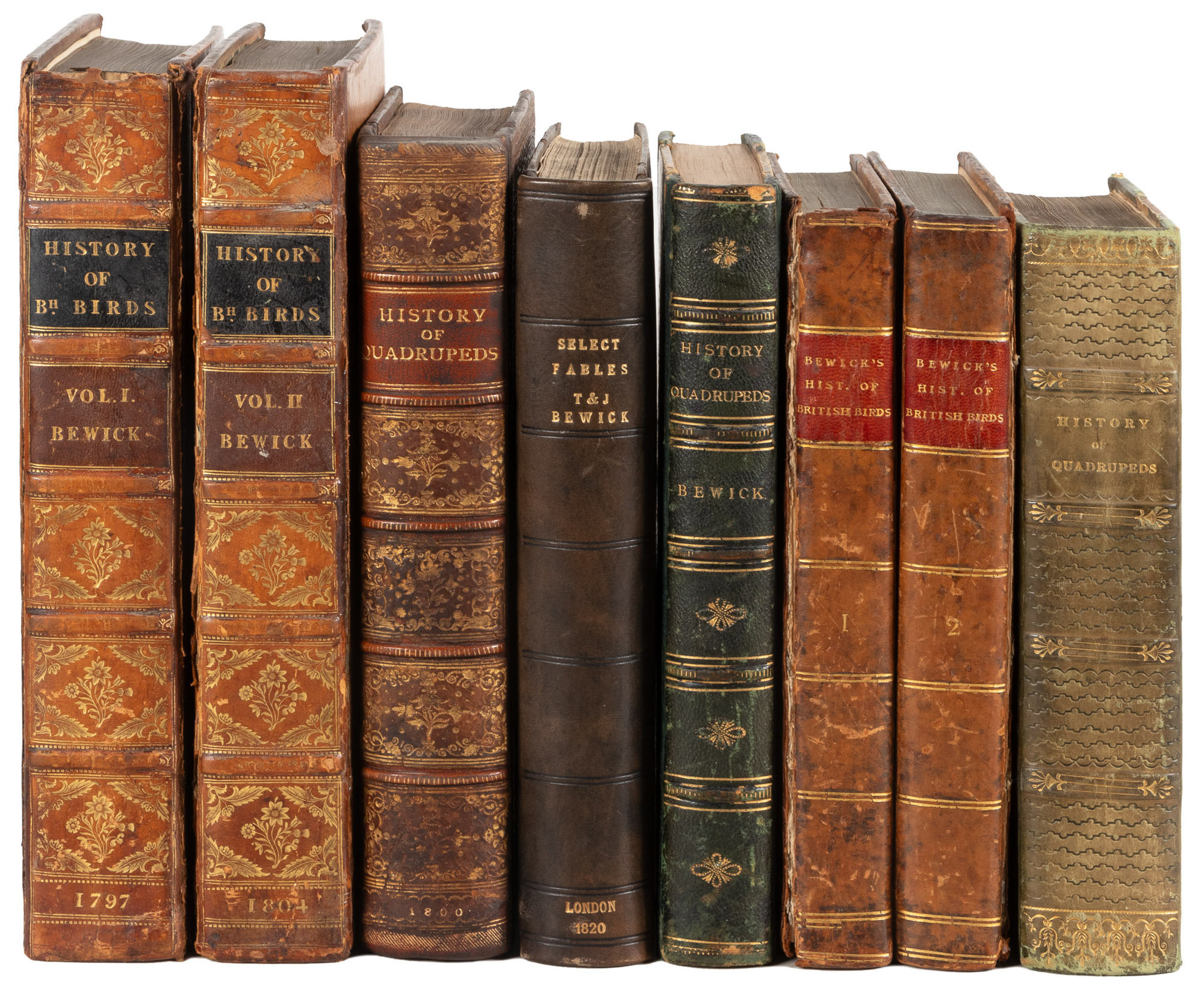 Eight volumes illustrated by Thomas Bewick