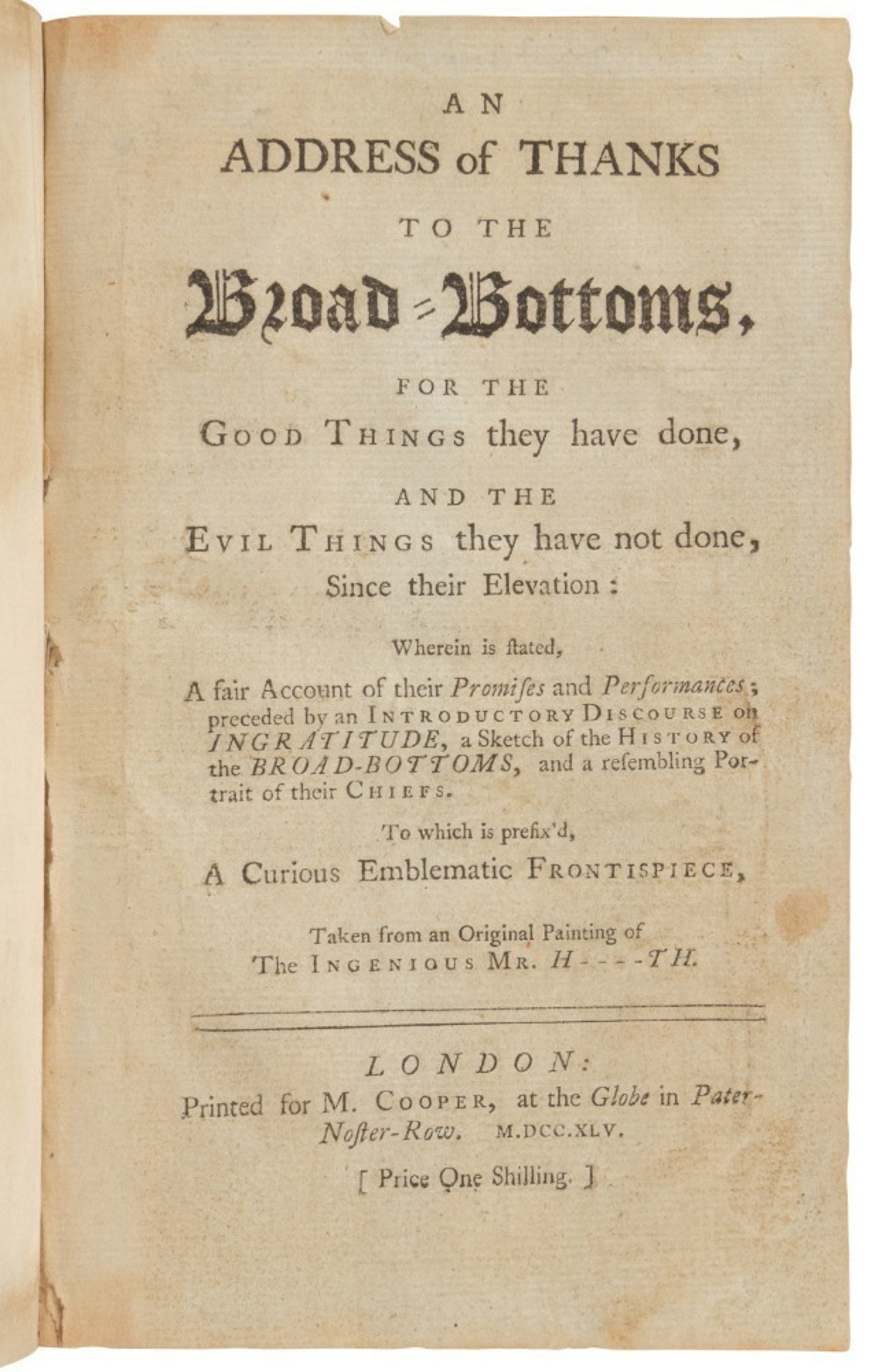 An Address of Thanks to the Broad-Bottoms, for the Good Things They ...