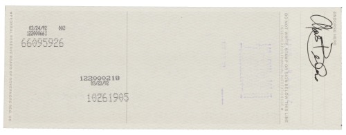Check from Black Sparrow Press to Charles Bukowski, signed by Bukowski ...