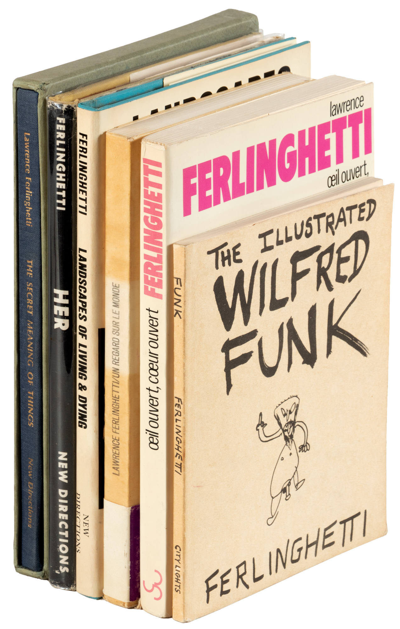 Five titles signed by Lawrence Ferlinghetti
