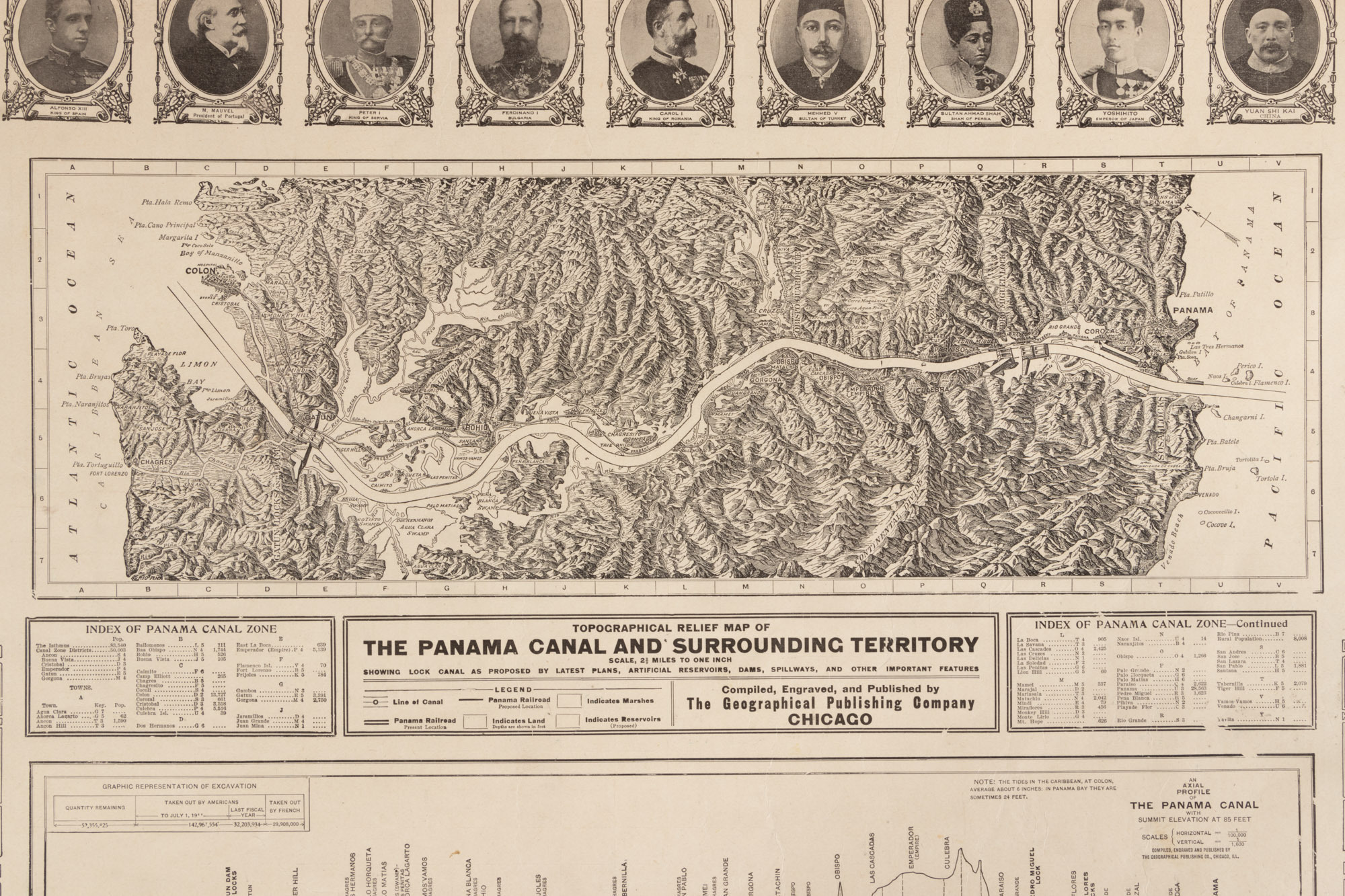 Topographical relief map of the Panama canal and surrounding territory ...