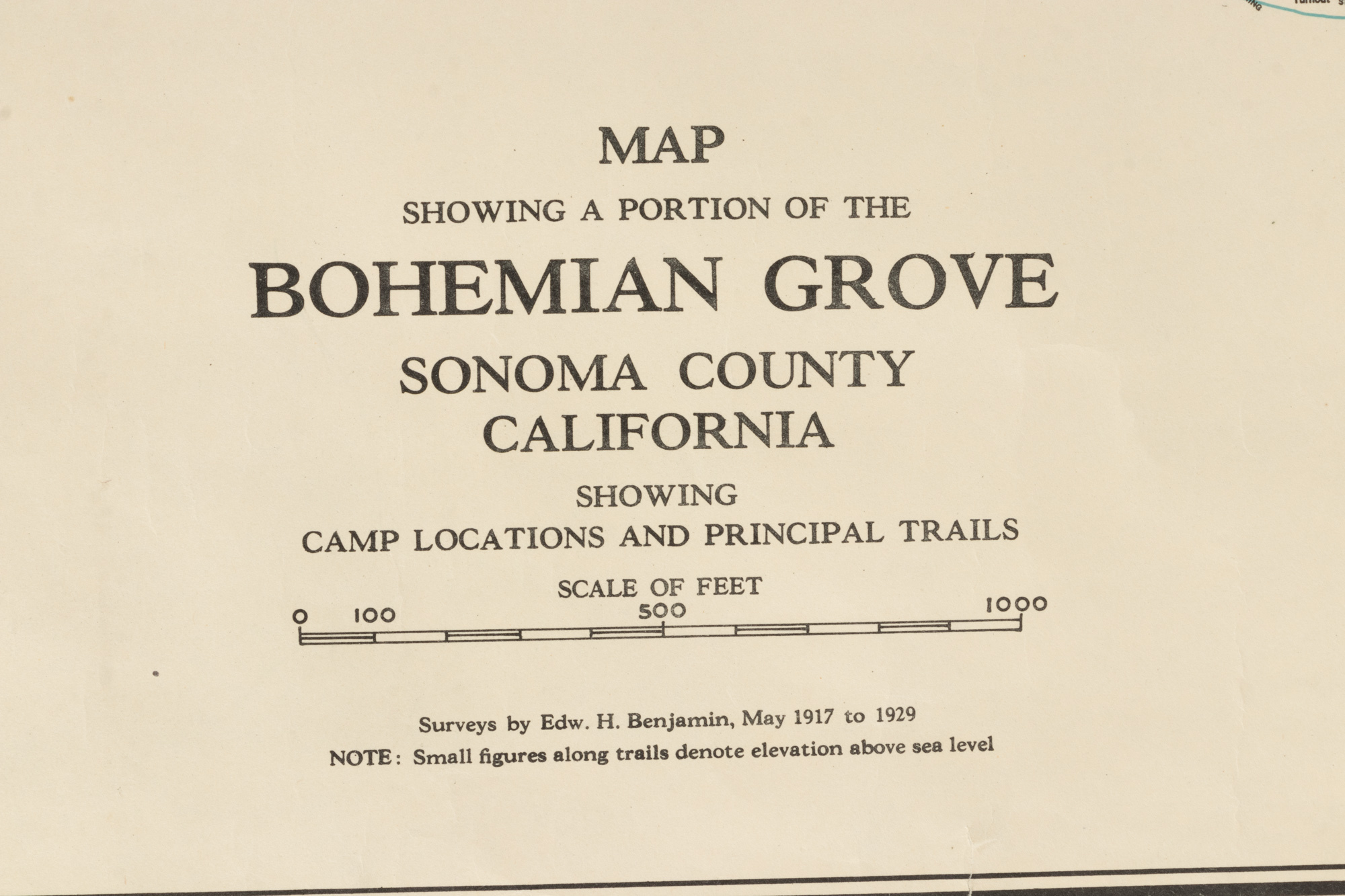Map Showing a Portion of the Bohemian Grove Sonoma County California Showing Camp Locations and ...