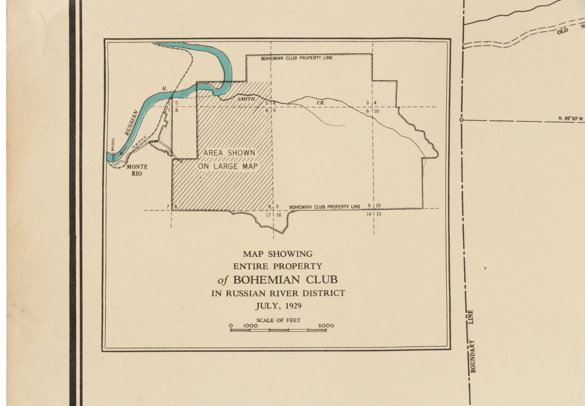 Map Showing a Portion of the Bohemian Grove Sonoma County California ...