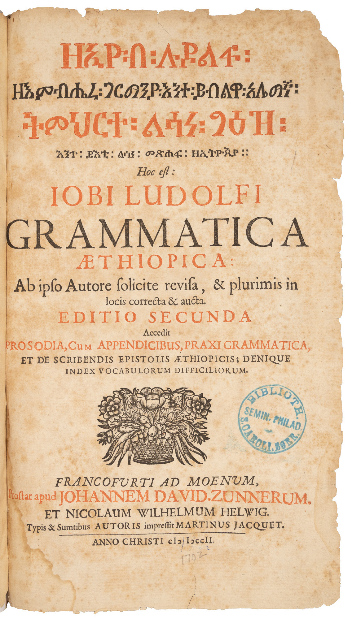 Ge'ez and Amharic grammars and lexicons by Hiob Ludolf