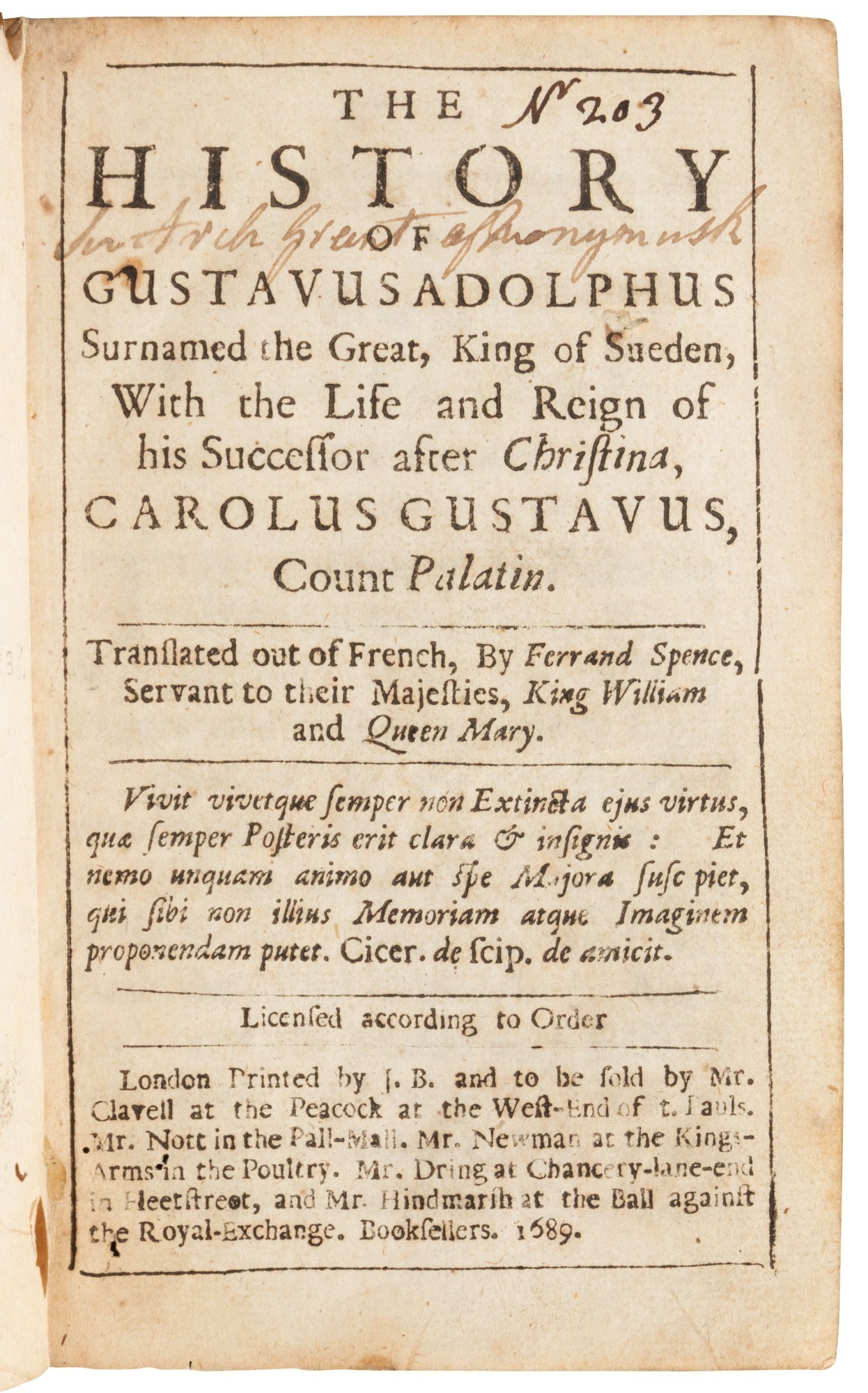 The History of Gustavus Adolphus, Surnamed the Great, King of Sueden ...