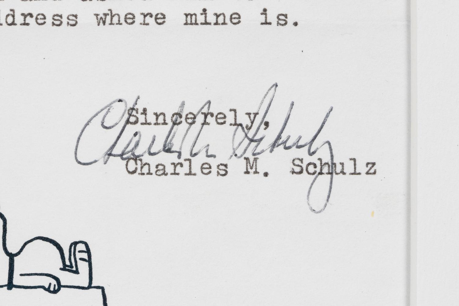 Typed letter signed by Charles Schulz with offset printing plate