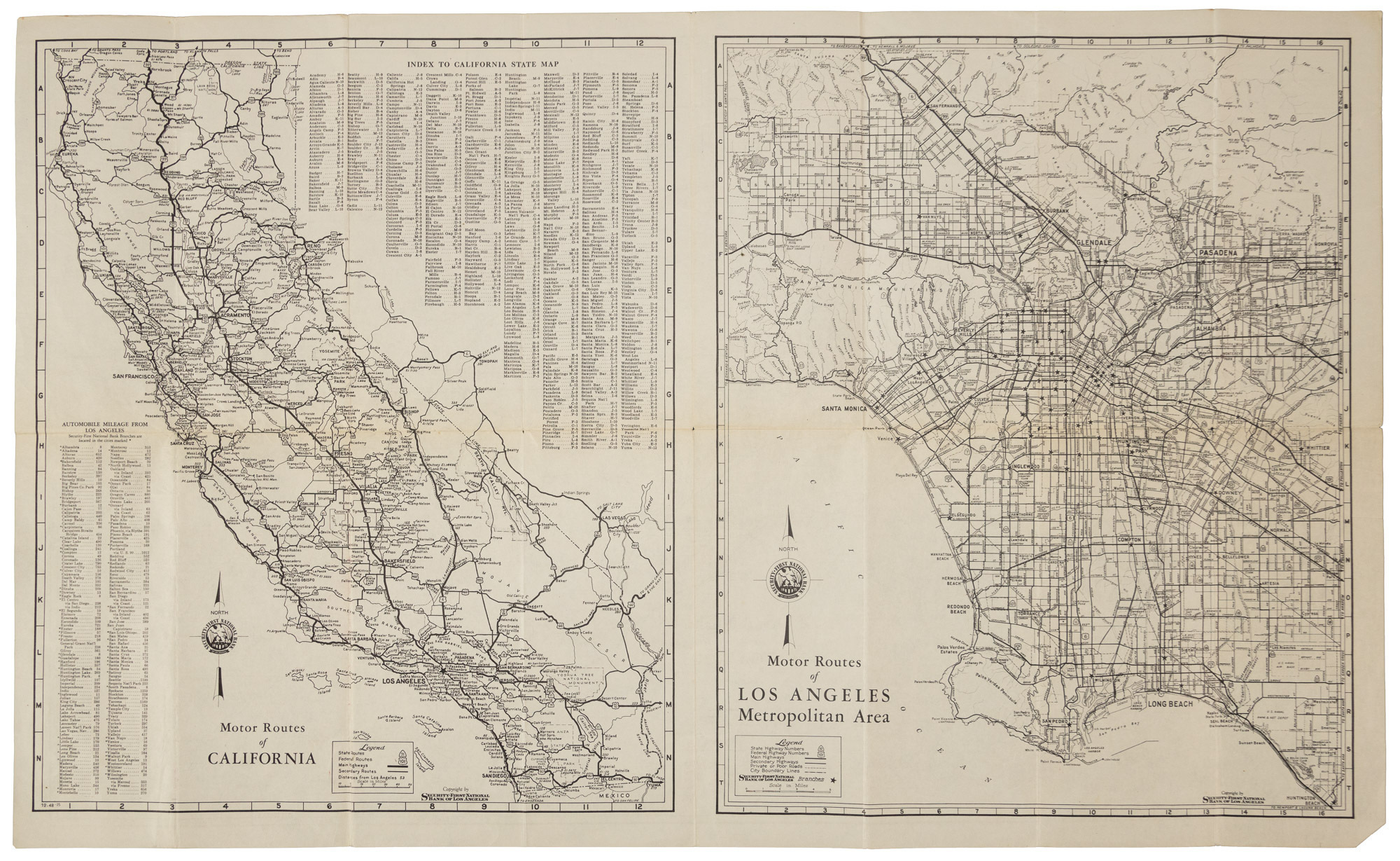 California Motor Route Map, with detailed automobile highway maps of ...