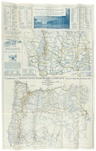 Auto road maps of Oregon, Washington, and California showing main ...