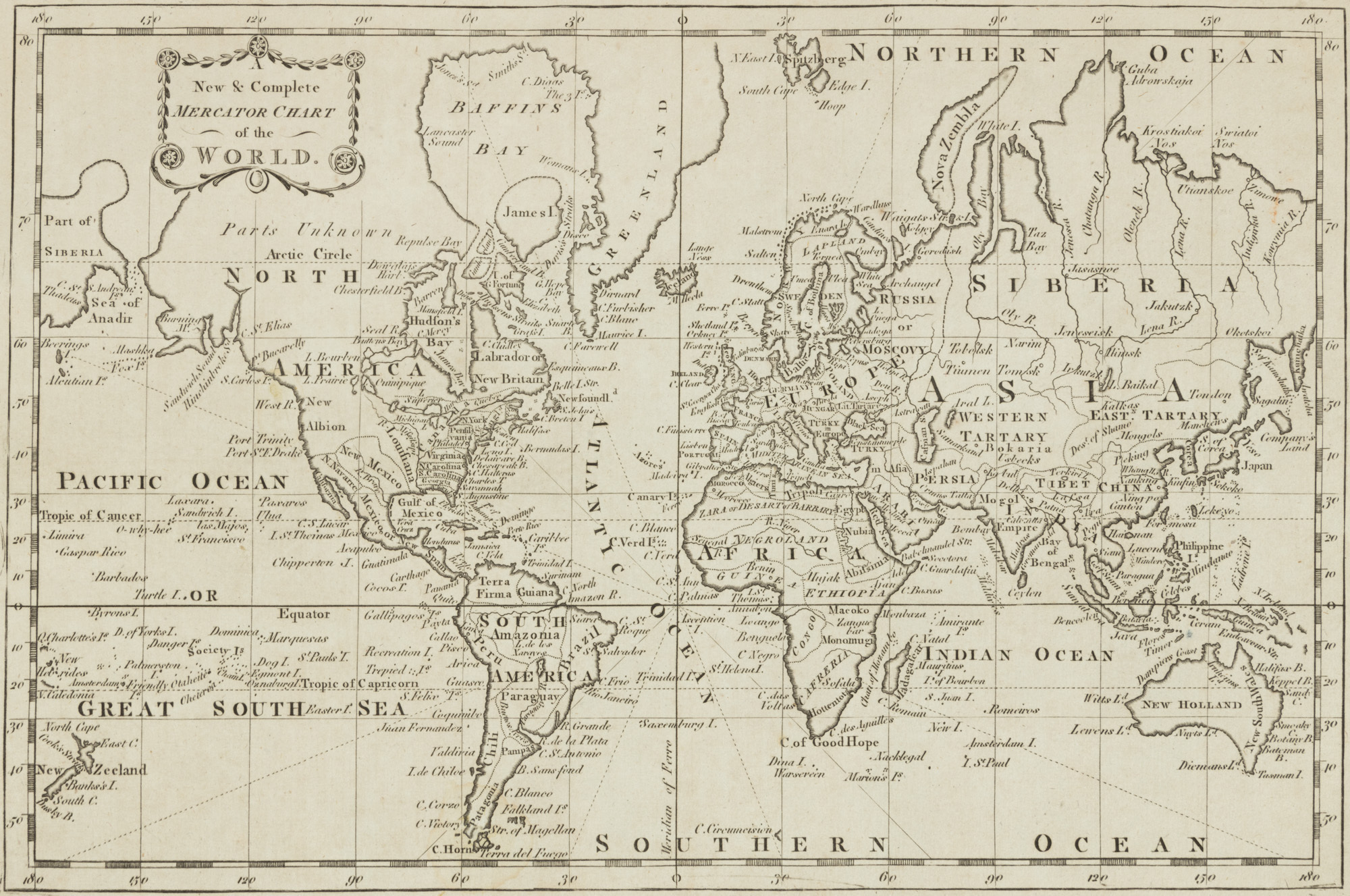 A New & Complete Mercator Chart of the World