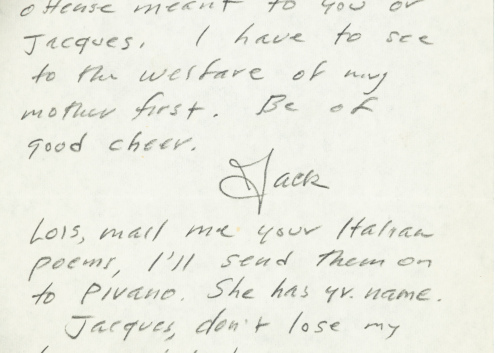 Original handwritten letter from Jack Kerouac