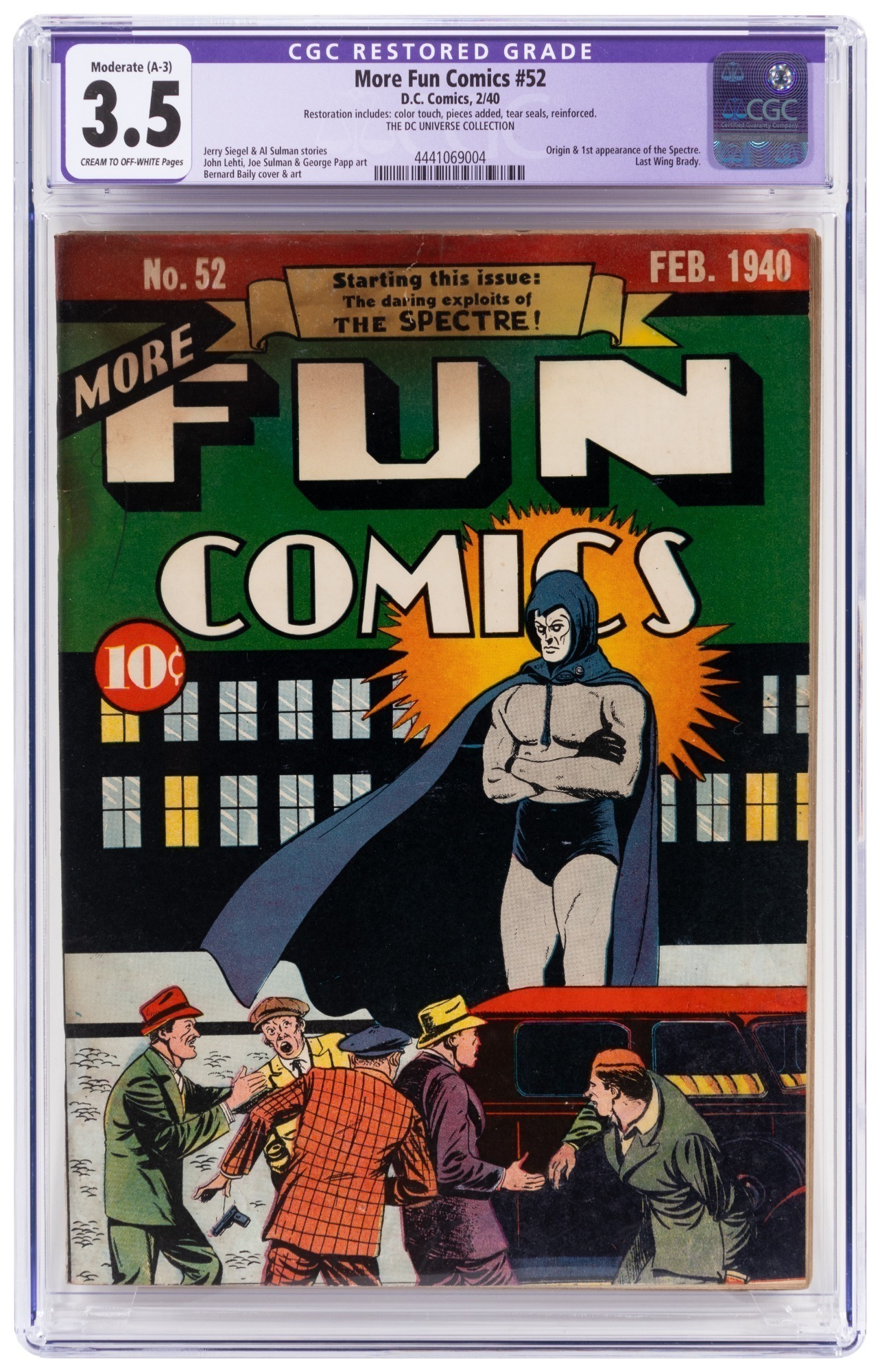 MORE FUN COMICS No. 52 * Origin and 1st Appearance of The Spectre