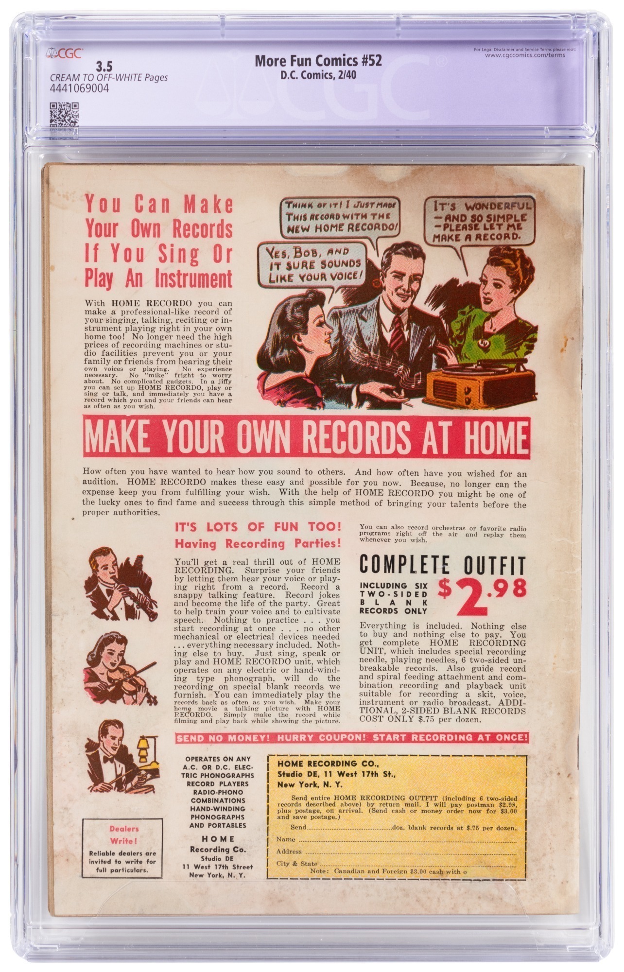 MORE FUN COMICS No. 52 * Origin and 1st Appearance of The Spectre