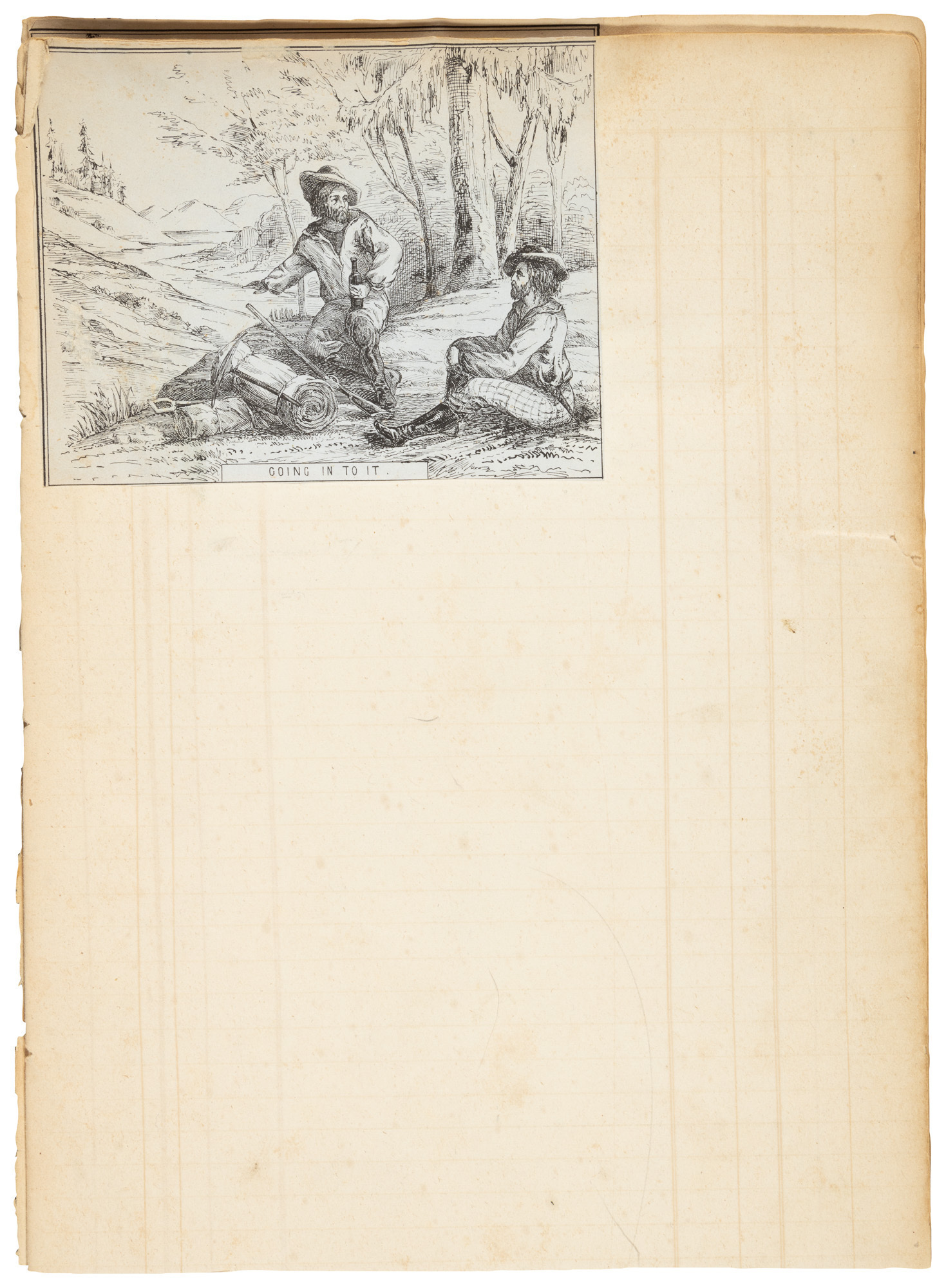 11 lithograph illustrations of mining activities, etc., clipped from ...