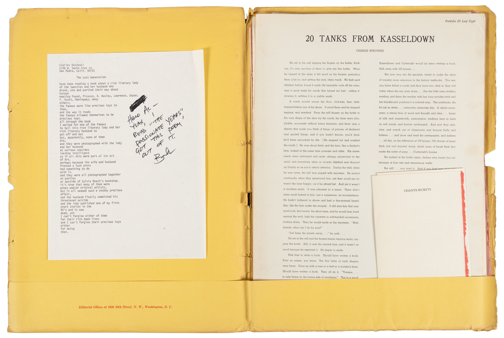 The Lost Generation - manuscript poem [with] Portfolio III