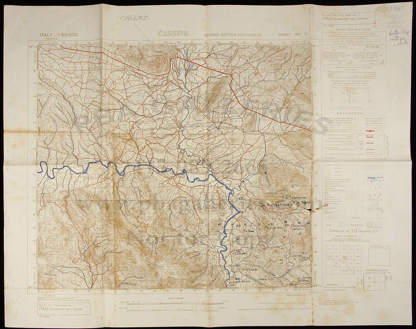 Four World War II maps for the 1943 Battle for the Winter Line