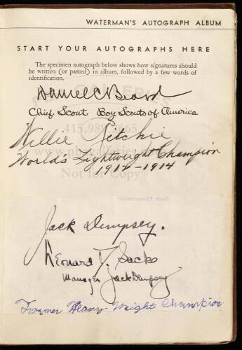 Album of autographs collected by Geary Steffen, aka Willie Ritchie, Jr.