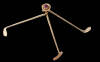 14K gold pendant with inset ruby, three dangling golf clubs