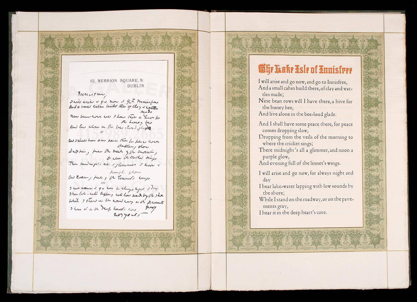 The Lake Isle of Innisfree by William Butler Yeats, with a facsimile of ...